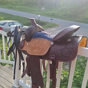 Custom Made Western Saddle Tapaderos Stirrups Leather Handmade Sewn ...