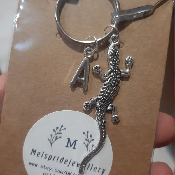 Lizard Keychain, Personalised Keyring, Lizard Gifts, Initial Keyring ...