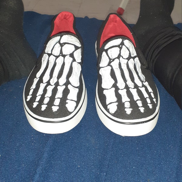 Skeleton Feet Slip-ons: Hand-painted Bone Shoes Glow in the Dark for ...