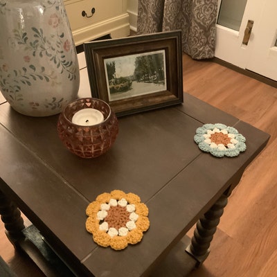 Flower Coasters Spring Table Decor Crochet Drink Coasters Cup Coasters ...