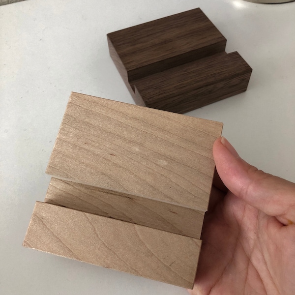 Walnut Wood Phone Stand | Dark Wood Smartphone Holder | Wooden Phone ...