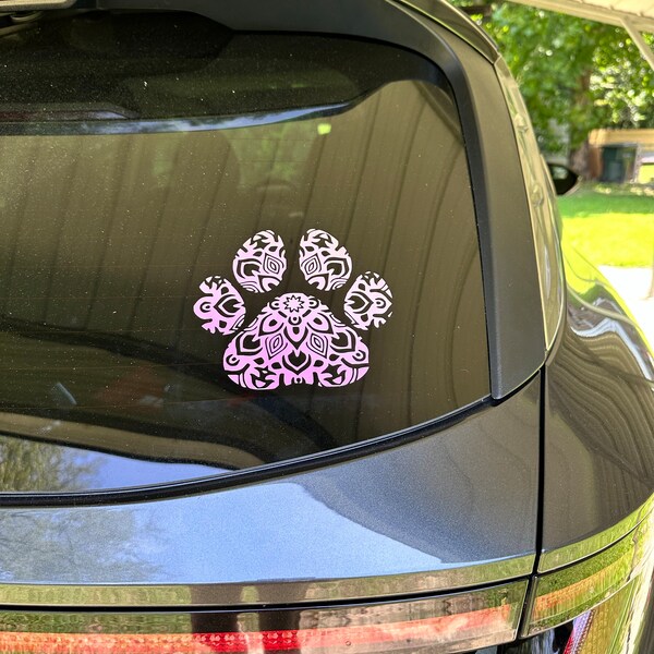 Mountain Paw Print Decal, Boho Paw Print Decal, Car/window Paw Print ...