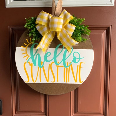Summer Front Door Decor Hello Sunshine Summer Door Hanger Summer Wreath ...