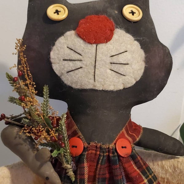 Kiki Kitty EPATTERN - Primitive Country Cat Plush Cloth Doll Craft ...