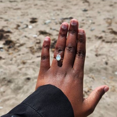 2 Carat Oval Lab Grown Hidden Halo Engagement Ring / Oval CVD Diamond ...