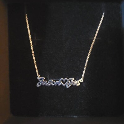 Two Name Necklace With Heart, Dainty Family Necklace, 2 Names Necklace ...