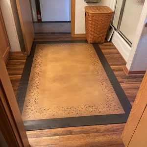 Early American Floorcloth Area Rug. Primitive Floor Cloth. May House ...