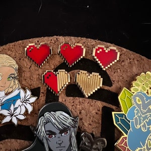 Gold-plated Pixel Heart Pin Sets Gamer Design Enamel Accessory Geek ...