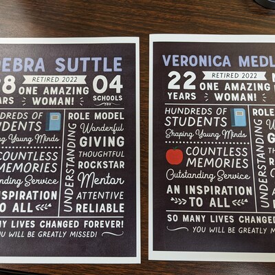 Editable Teacher Retirement Gift, Chalkboard Printable Teacher Poster ...