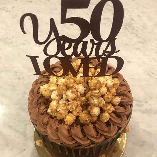 50 Years Loved Cake Topper, 50 Cake Topper, 50th Anniversary Cake ...