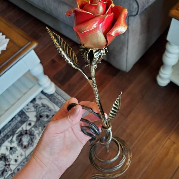 Hand Forged Iron Rose - Romantic Metal Gift of Everlasting Love - 6th ...
