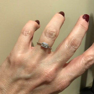Baguette Ring, Rectangle Ring, Bezel Set Ring, Bezel Set Engagement ...
