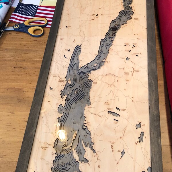 Lake George, NY Wood Carved Topographic Depth Chart / Map - Etsy