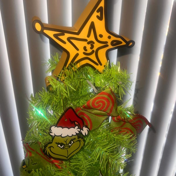 3D Printed Grinch Tree Topper Star - Handmade Grinchmas Holiday ...