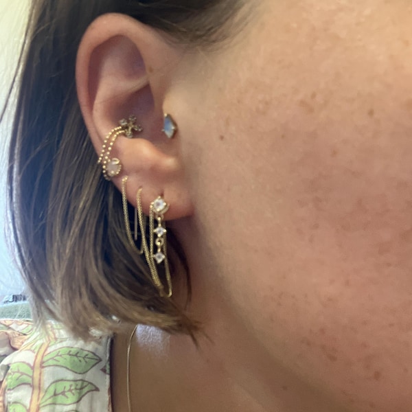 NEW ‣ Dido 14K Solid Gold Bead Charm Double Chain Attachment • 14K Gold ...