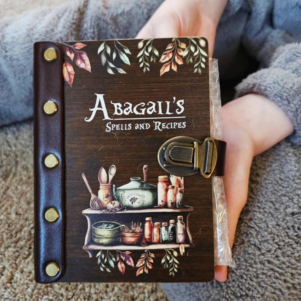 Personalized Halloween Recipe Book Wooden Recipe Binder Witch Recipe ...