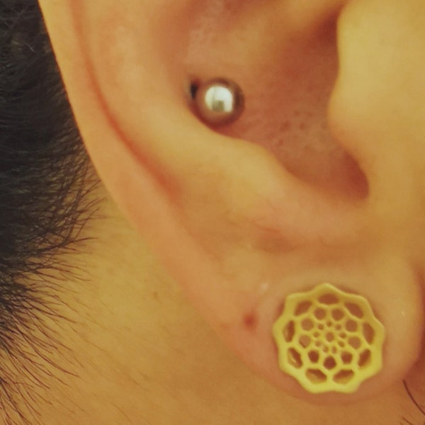 1 Pair of HONEYCOMB Gold Ear Plugs,ear Stretchers, Ear Gauges, Gold ...