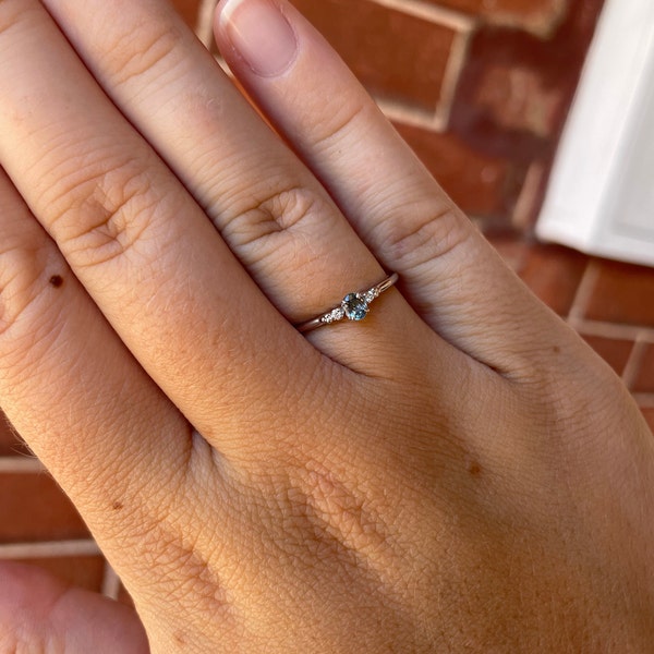 Estel Ring Vintage Inspired Unheated Blue Green Sapphire Ring, Light ...