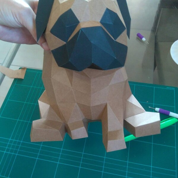 Pug Paper Model ,papercraft , DIY , Low Poly , PDF Papercraft , Pug ...