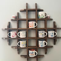 Natural Wooden Coffee Cup Mug Rack With Shelf.tea Cup Holder,rustic ...