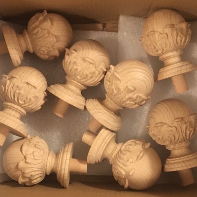 Pair of Gothic Newel Post Caps Wood Finial Topper Staircase - Etsy