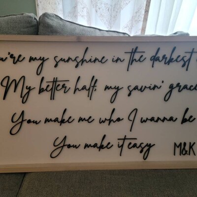 3d Wood Framed Custom Song Lyrics Sign Jason Aldean You Make It Easy ...