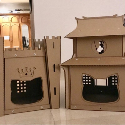 Cat's Fortress Cardboard Cat House - Etsy