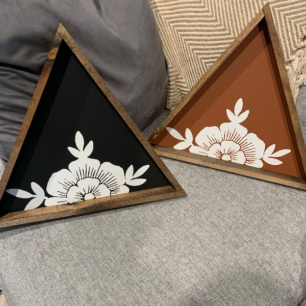 Flower Triangle Wood Sign - Etsy
