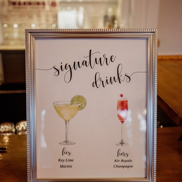 Signature Drink Sign Template Printable Signature Cocktail Sign Menu ...
