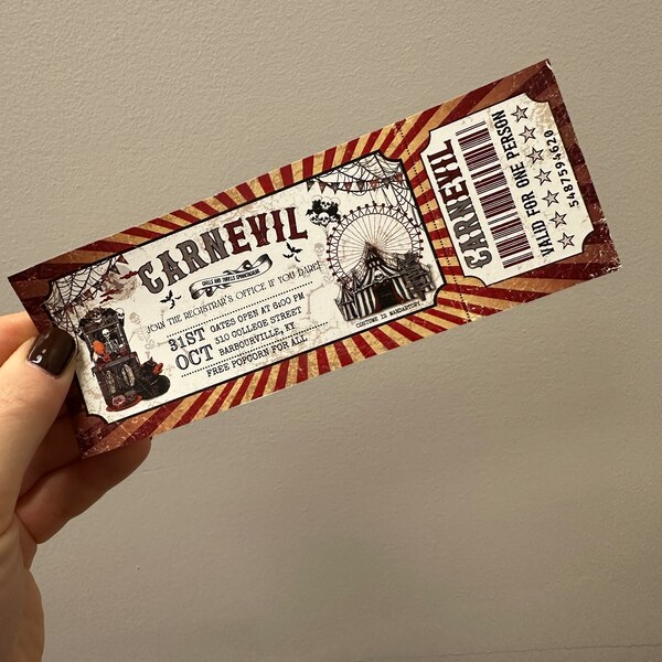 Halloween Carnival Ticket Invitation Template (digital Download) - Etsy