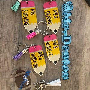 Custom Teacher Pencil Keychain - Etsy