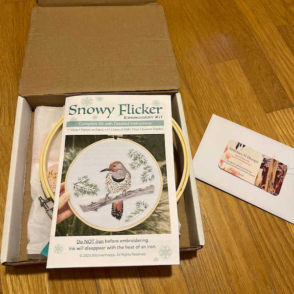 Northern (snowy) Flicker Embroidery Kit, Complete Kit, Detailed Instructions - Etsy