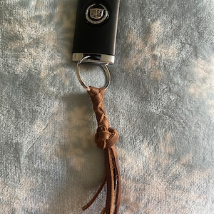 Long Brown Braided Leather Keychain Round Braid With - Etsy