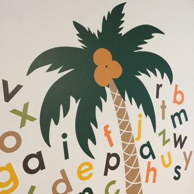 Alphabet Palm Tree Wall Decal Nursery Wall Decal Nursery Decals - Etsy