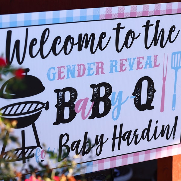 Baby Q Gender Reveal Sign, Barbeque Gender Reveal Welcome Sign, Baby-q ...