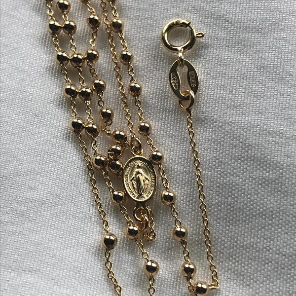 14K Solid Gold Rosary , 14K Gold Beaded Rosary , Fine Rosary Beaded ...