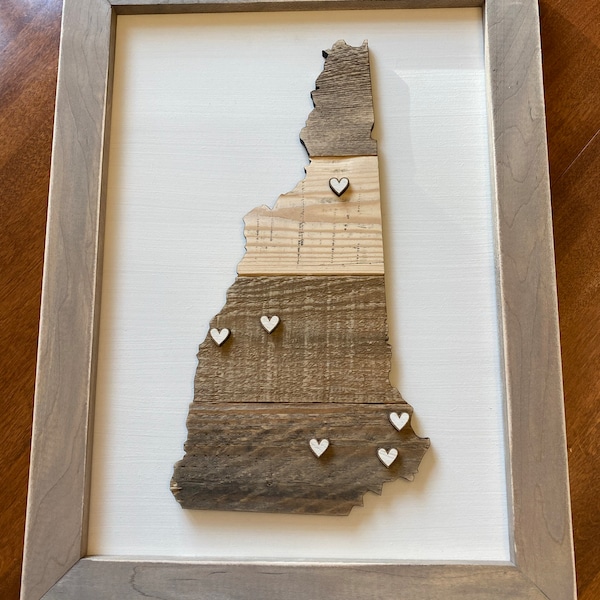 Rustic New Hampshire Map/nh Map/wood New Hampshire Map/reclaimed Wood ...