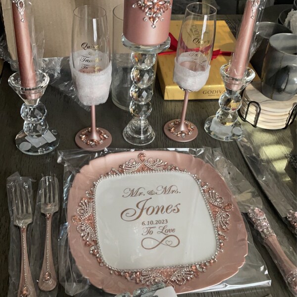 Rose Gold Wedding Cake Cutter, Rose Gold Wedding Cake Server Set, Rose ...