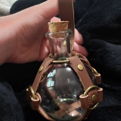 Leather and Glass Potion Bottle With Lanyard Hook - Etsy