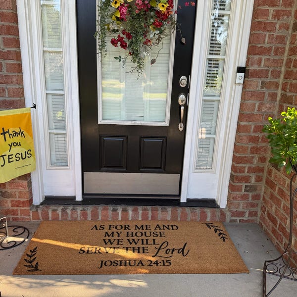 As for Me and My House Doormat, Joshua 24:15, Bible Verse Doormat ...