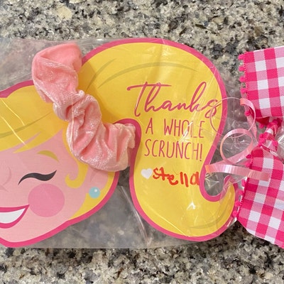 Scrunchie Birthday Party Favors, Printable File, Girl's Scrunchie Thank ...