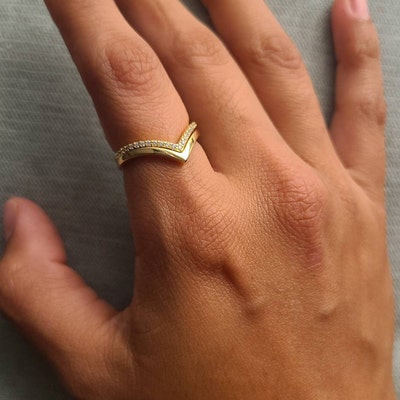 V Ring Set Stacking Ring Chevron Ring Minimalist Ring - Etsy