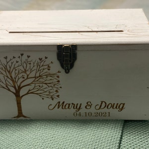 Wooden Card Box With a Lock Personalized Card Box Engraved - Etsy