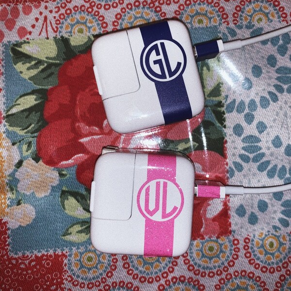 IPad Monogram CHARGER and USB WRAP Decal Monogram Custom Label Your ...