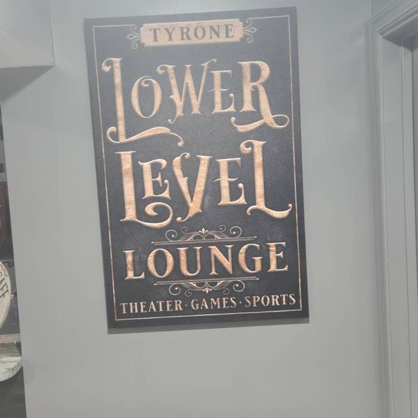 Personalized Custom Lower Level Lounge Sign Modern Farmhouse Wall Decor ...