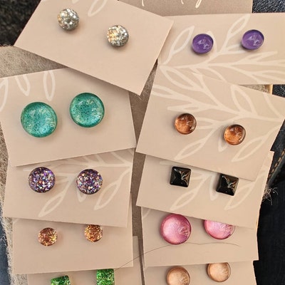 Copper Sunset Collection, Titanium Earrings Glitter Studs, Sensitive ...