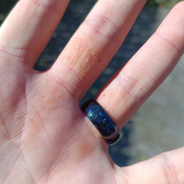 Orion Nebula Ring Set,2 Pcs Hexagon Cut Blue Sandstone Ring,black ...