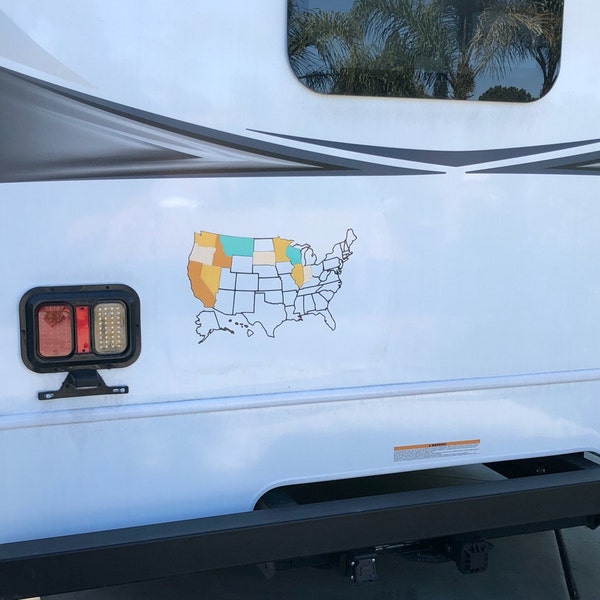 Large 18" USA Decal Map Tracker - US Decal, Camper Tracking Decal ...