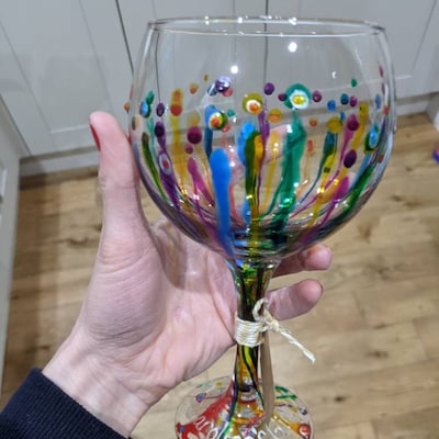 Colour Carnival Hand Painted Gin Glass can Personalise - Etsy