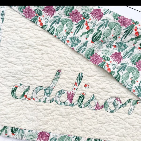 Personalized Baby Girl Quilt: Appliqué Name Nursery Blanket - Etsy